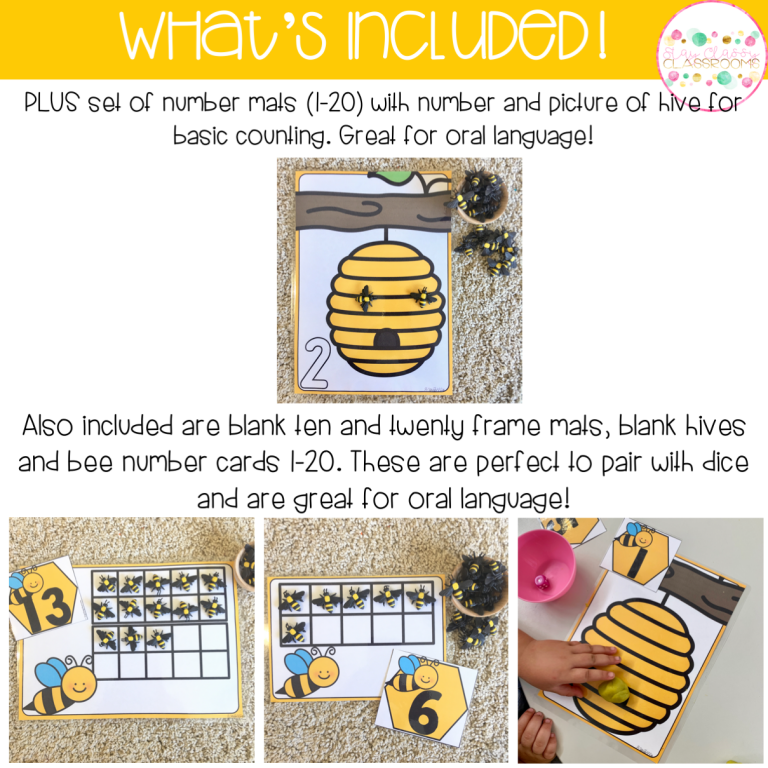 Bee Playdough Number Mats - Stay Classy Classrooms