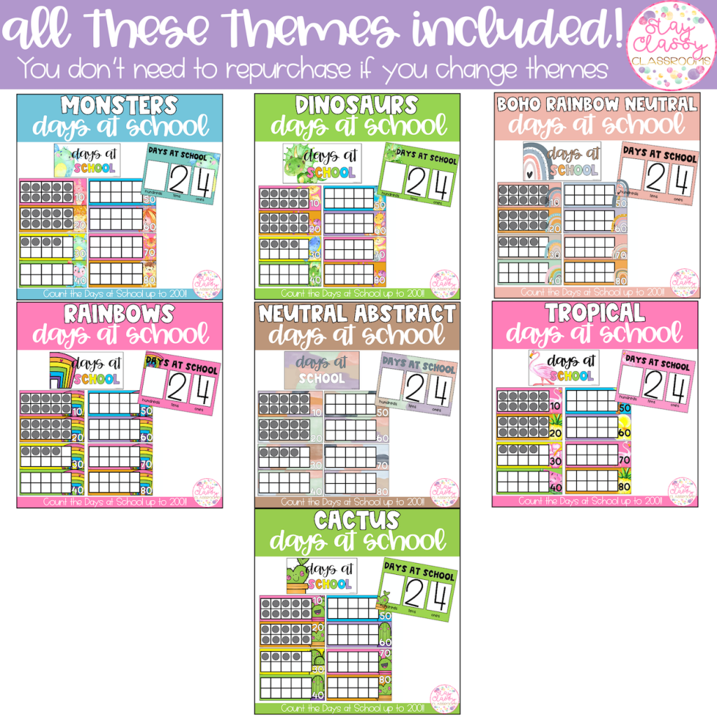 Days at School Display BUNDLE | 100 Days of School - Stay Classy Classrooms