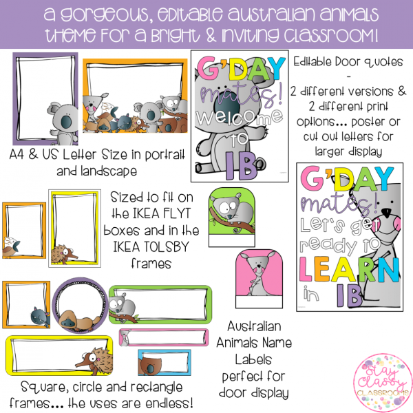 Australian Animals Classroom Theme Pack - Stay Classy Classrooms