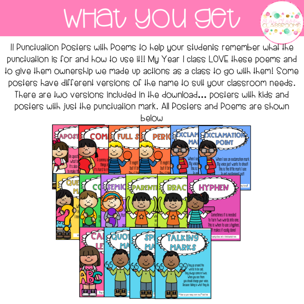 Punctuation Posters with Poems - Stay Classy Classrooms