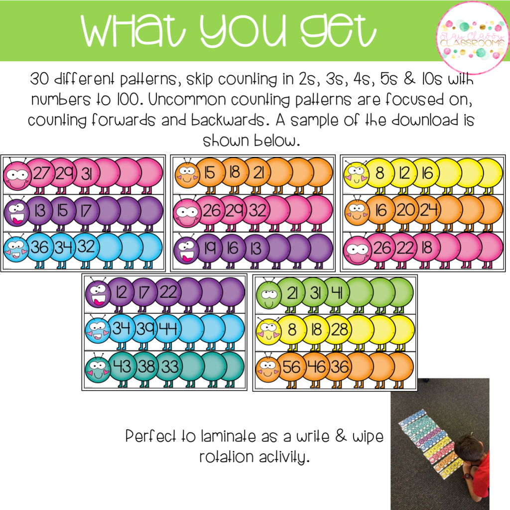 Skip Counting Caterpillars - Stay Classy Classrooms