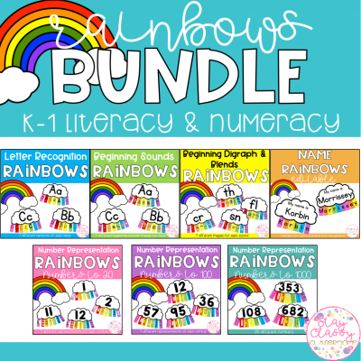 Rainbows BUNDLE - Literacy and Maths Centres - Stay Classy Classrooms