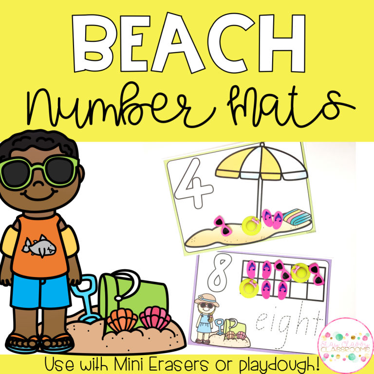 Beach Playdough Number Mats - Stay Classy Classrooms