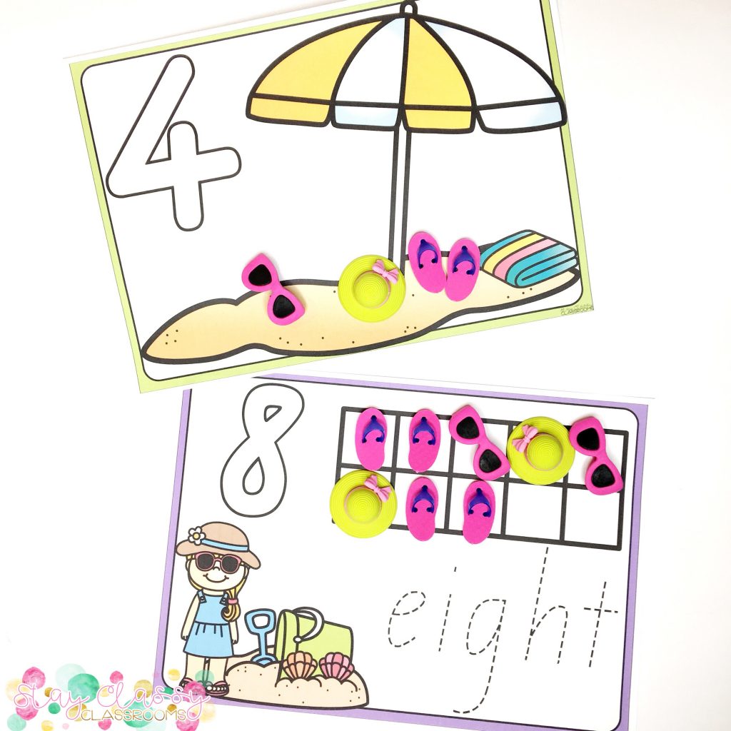 Beach Playdough Number Mats - Stay Classy Classrooms