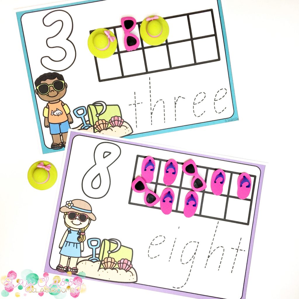 Beach Playdough Number Mats - Stay Classy Classrooms