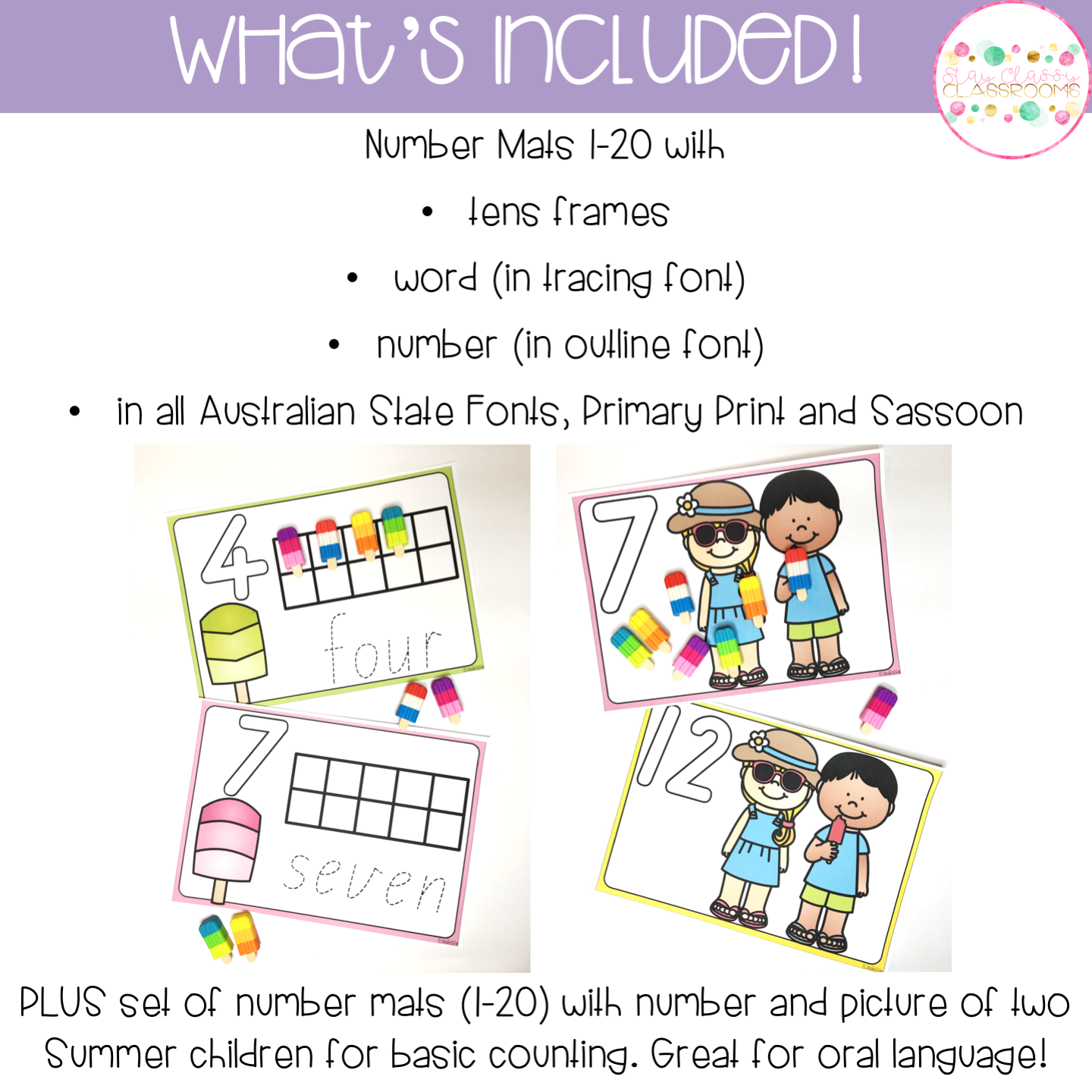 Icy Pole Playdough Number Mats - Stay Classy Classrooms