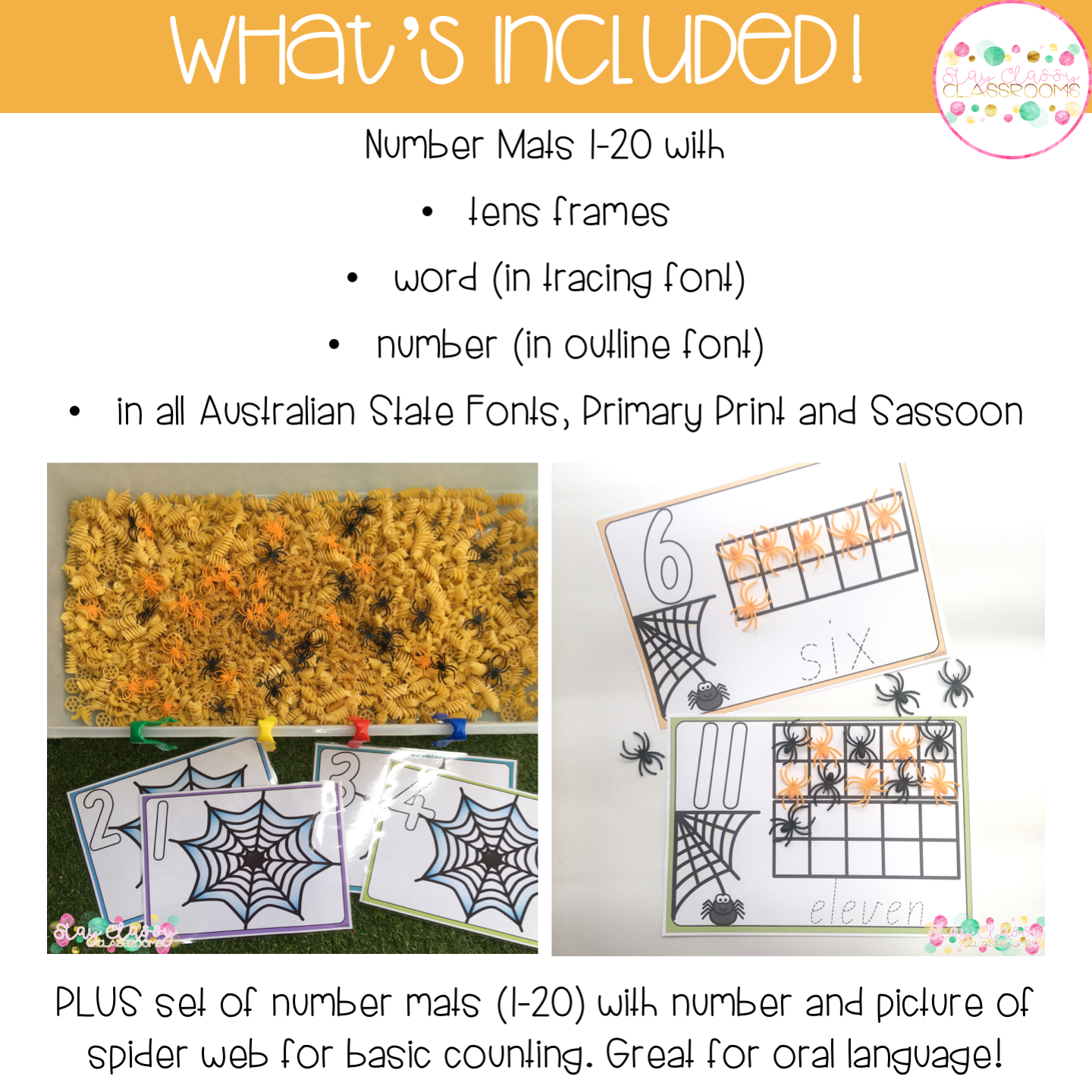 Spider Playdough Number Mats - Stay Classy Classrooms