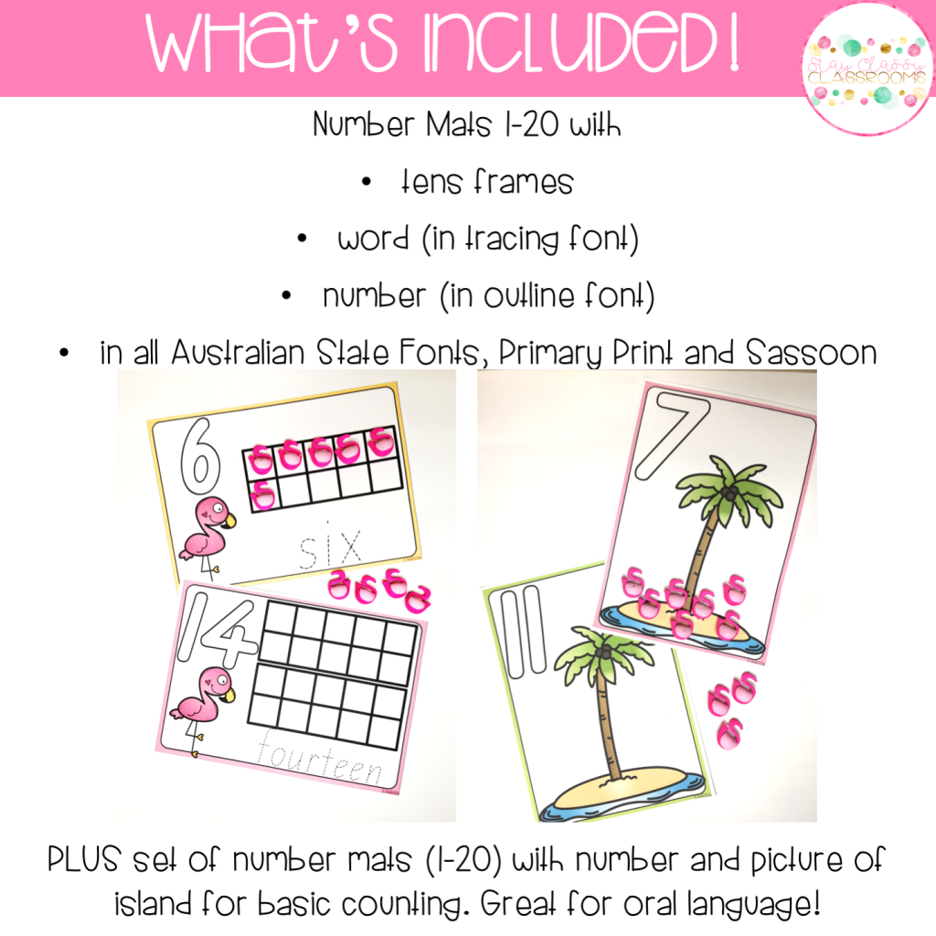 Flamingo Playdough Number Mats - Stay Classy Classrooms