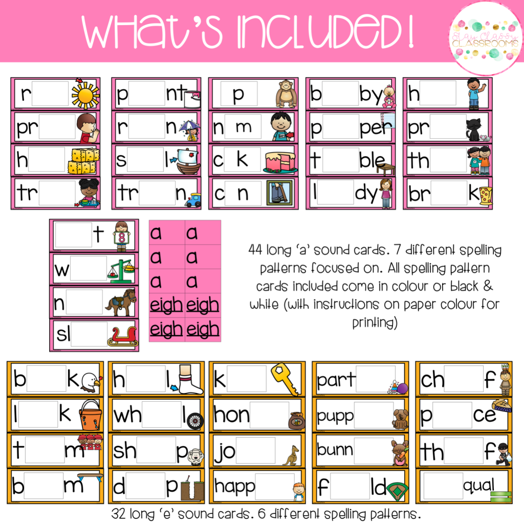 Long Vowel Patterns Build a Word - Stay Classy Classrooms