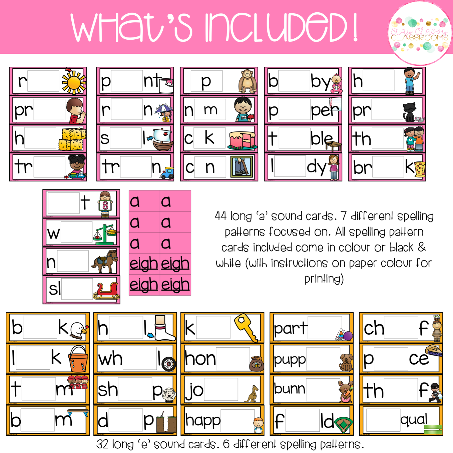 Long Vowel Patterns Build a Word - Stay Classy Classrooms