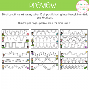 Pre-Writing Tracing Strips - Catching Bugs - Stay Classy Classrooms