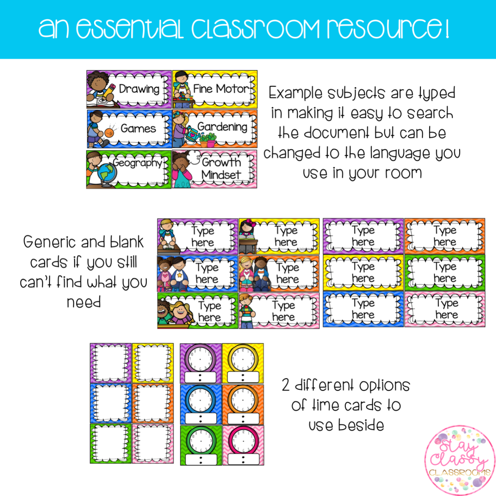 Editable Daily Visual Timetable Cards - Rainbow Chevron - Stay Classy ...