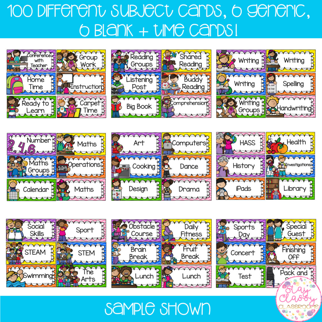 Editable Daily Visual Timetable Cards - Rainbow Chevron - Stay Classy ...