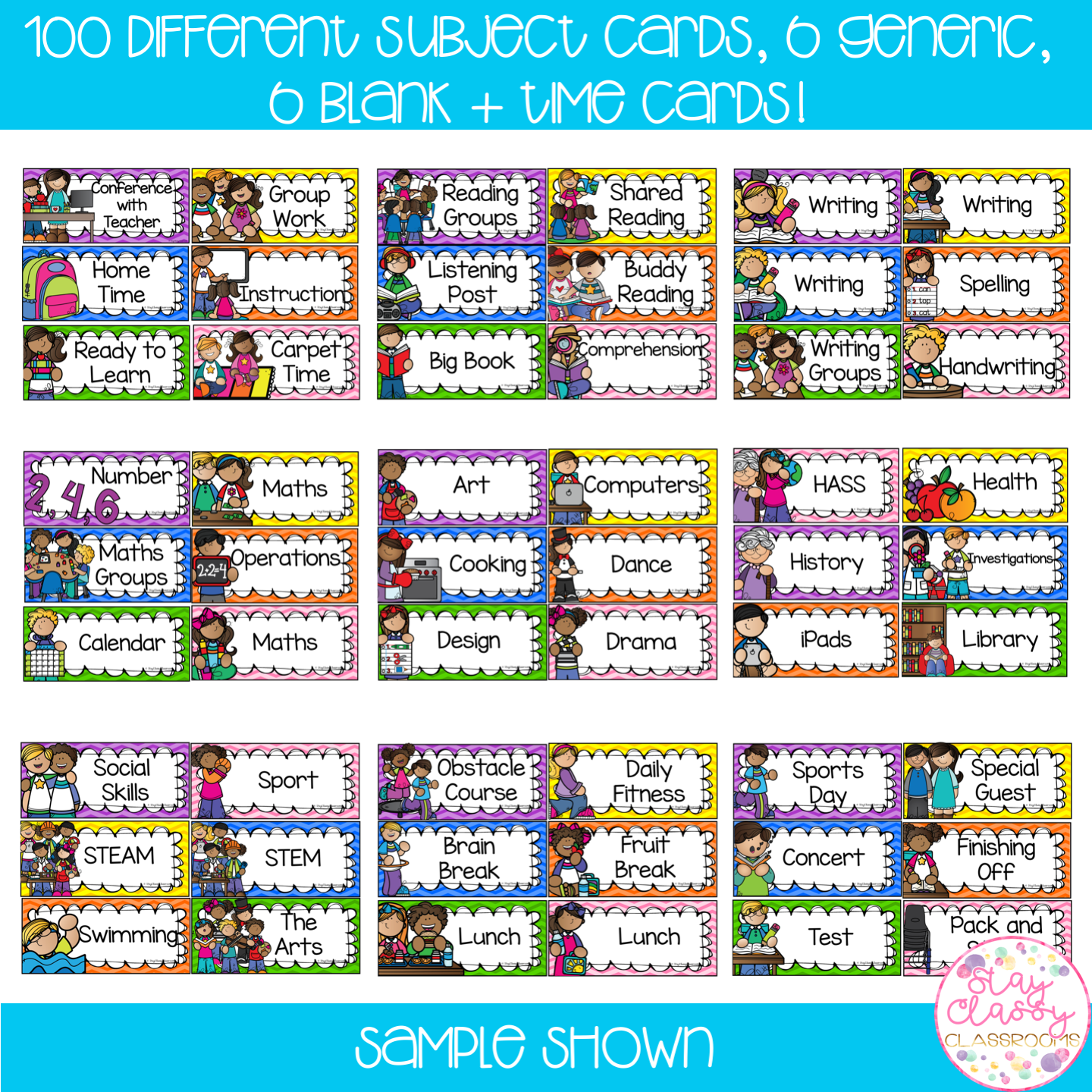 Editable Daily Visual Timetable Cards - Rainbow Chevron - Stay Classy ...