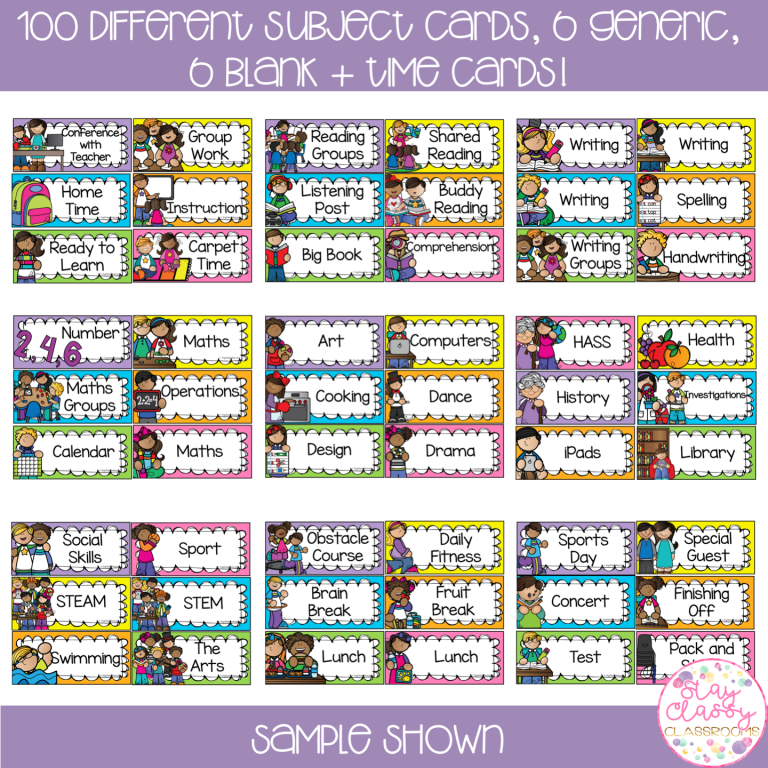 Editable Daily Visual Timetable Cards - Rainbow - Stay Classy Classrooms