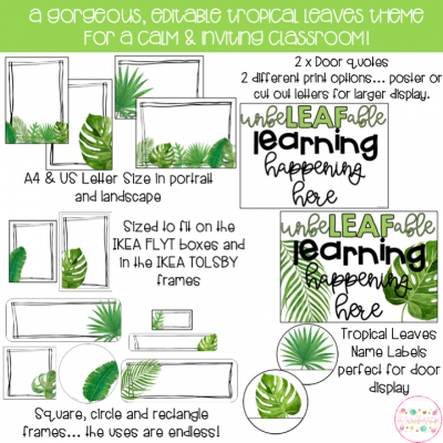 Tropical Leaves Classroom Theme Pack - Stay Classy Classrooms