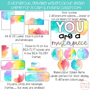 Watercolour Splash Classroom Theme Pack - Stay Classy Classrooms