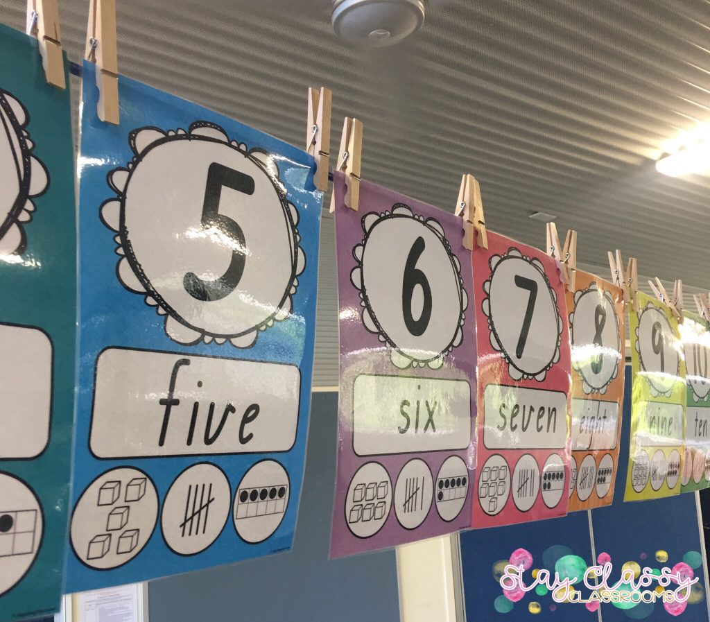 Number Posters - Rainbow Background - Stay Classy Classrooms