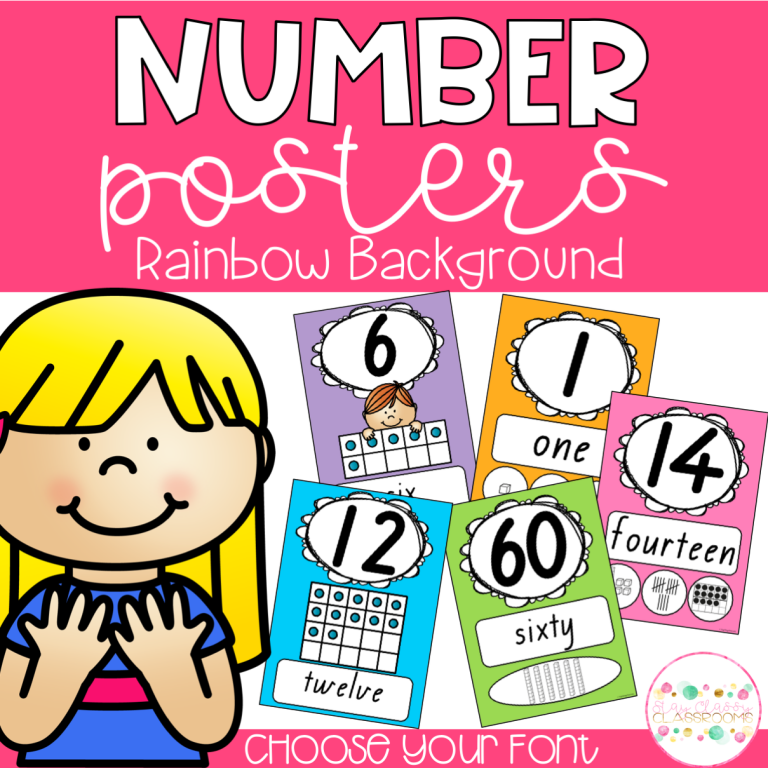 Number Posters - Rainbow Background - Stay Classy Classrooms