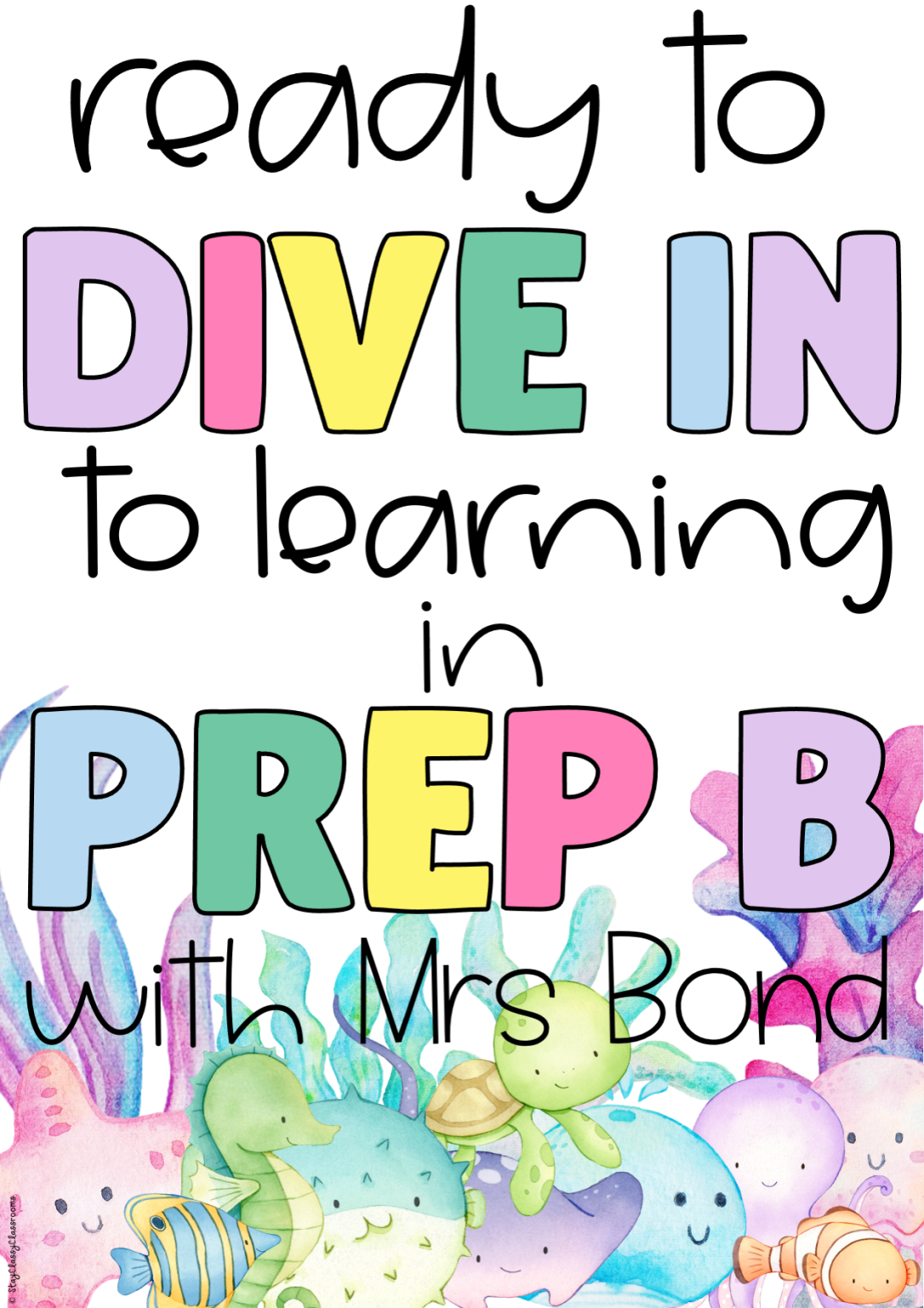 Watercolour Sea Creatures Classroom Theme Pack - Stay Classy Classrooms