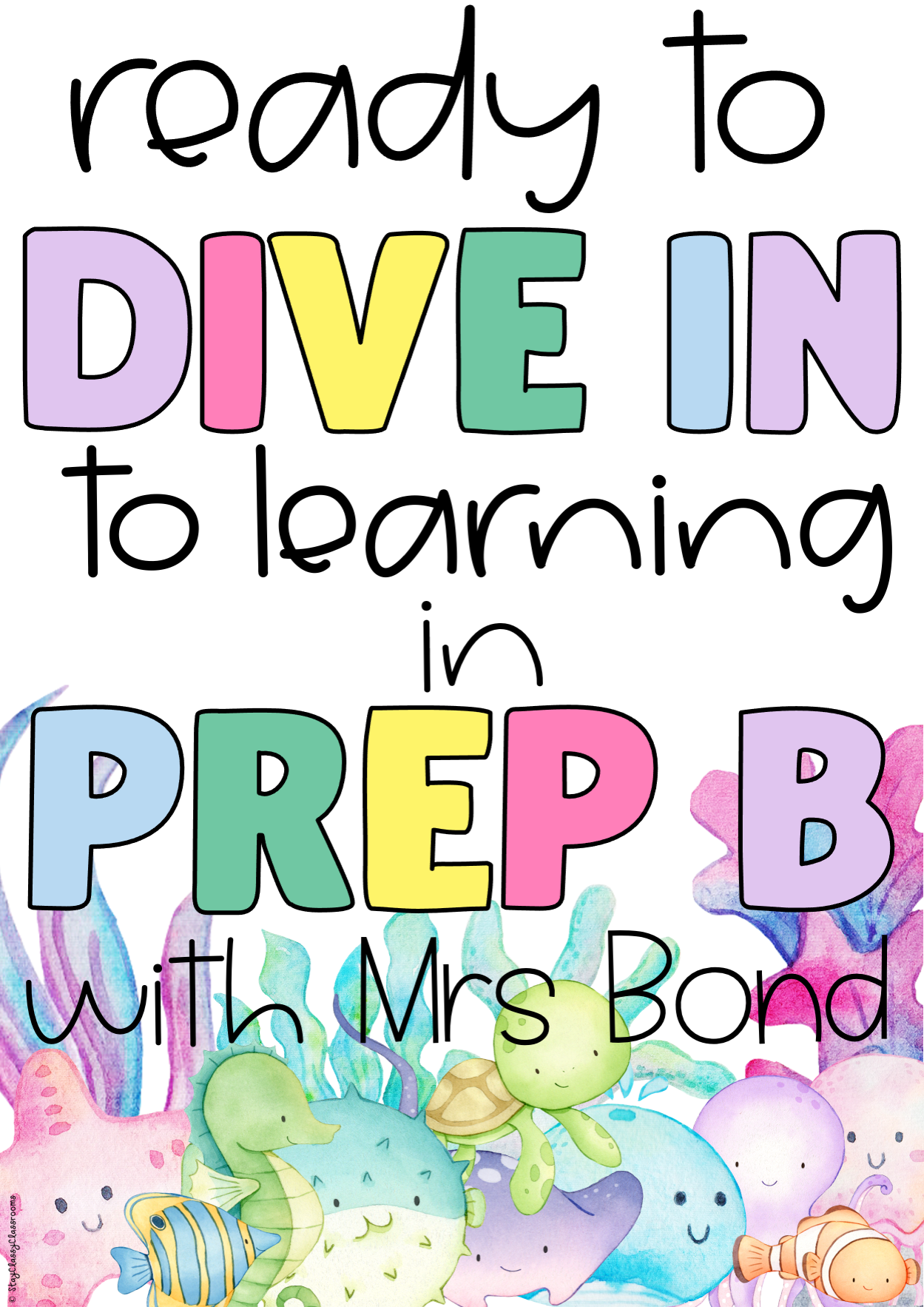 Watercolour Sea Creatures Classroom Theme Pack - Stay Classy Classrooms