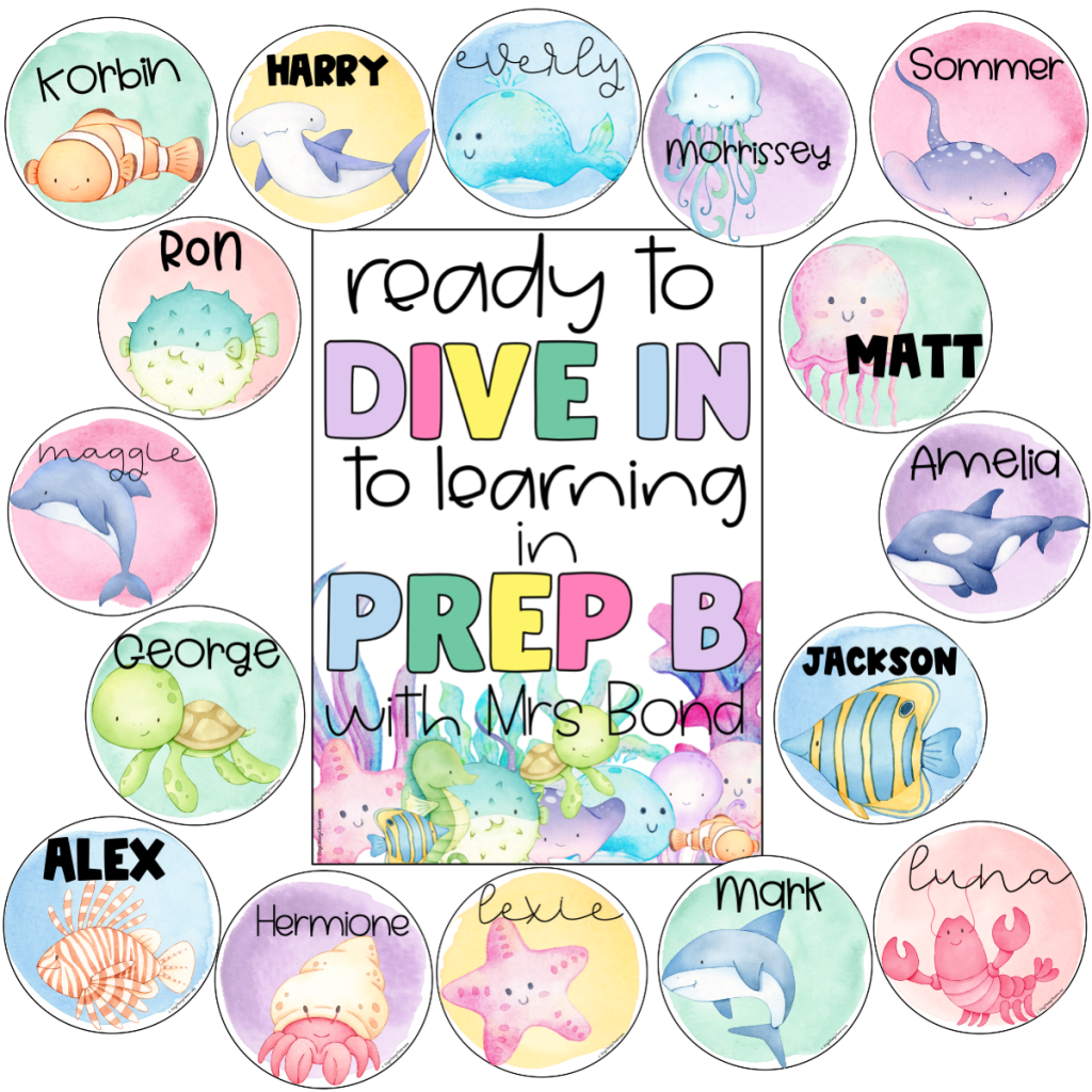 Watercolour Sea Creatures Classroom Theme Pack - Stay Classy Classrooms