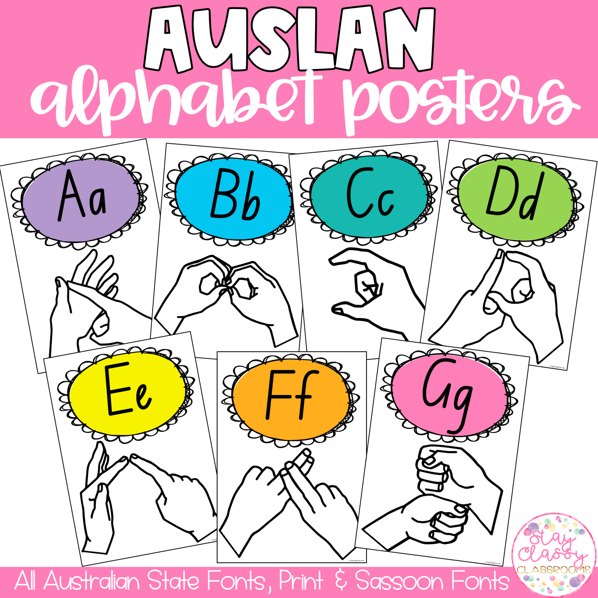 Auslan Alphabet Posters - Stay Classy Classrooms