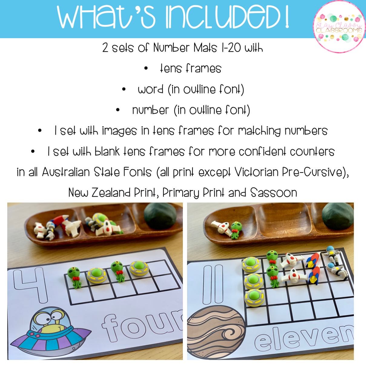 Space Playdough Number Mats - Stay Classy Classrooms