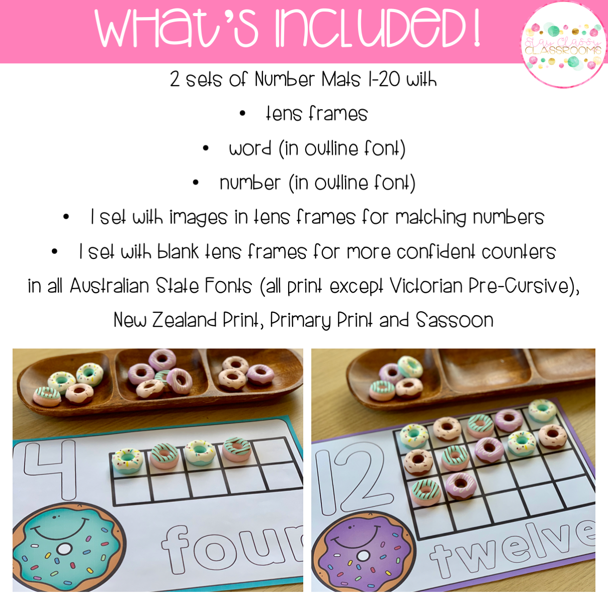 Doughnut Playdough Number Mats - Stay Classy Classrooms