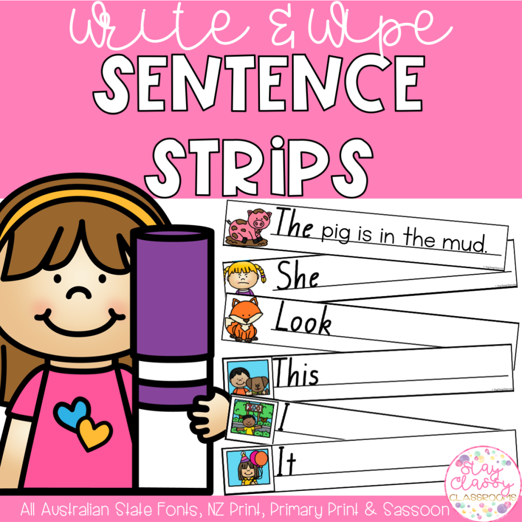 Sentence Strips - Write and Wipe - Stay Classy Classrooms