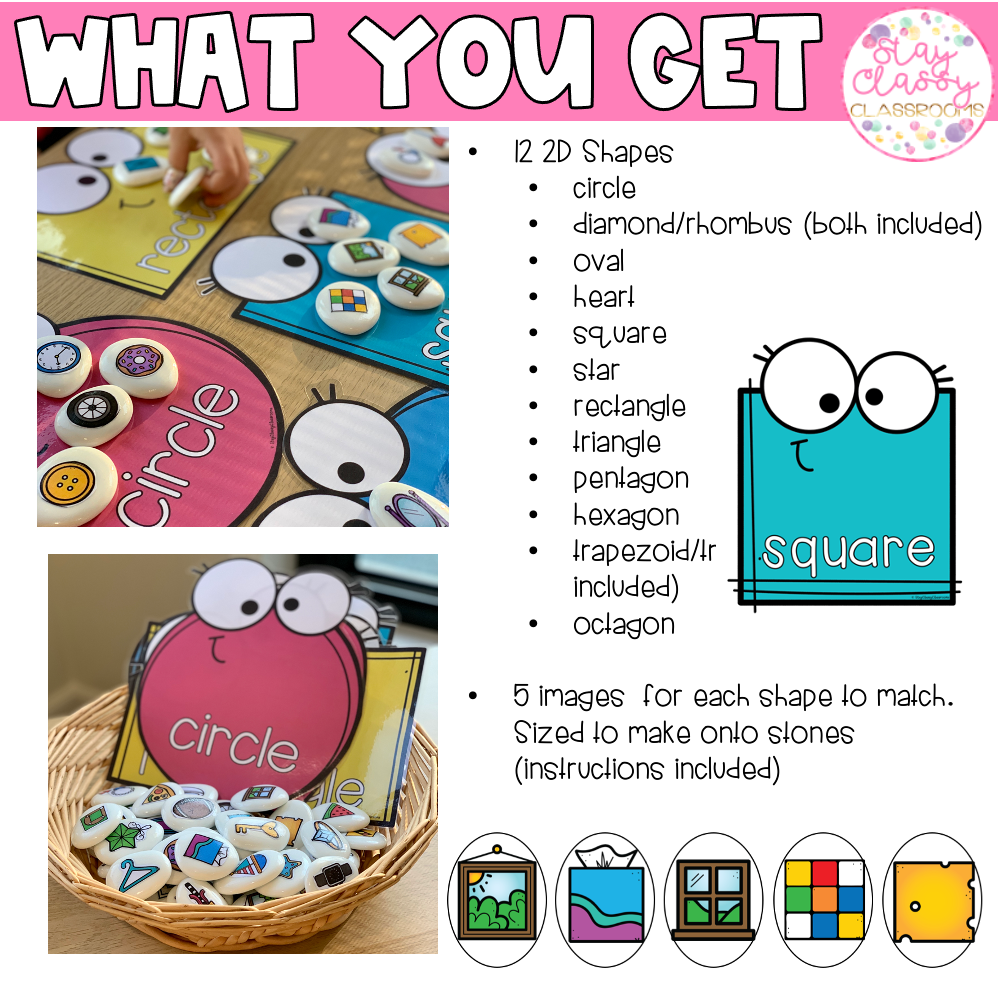 2D Shape Sorting Stones Printables - Stay Classy Classrooms