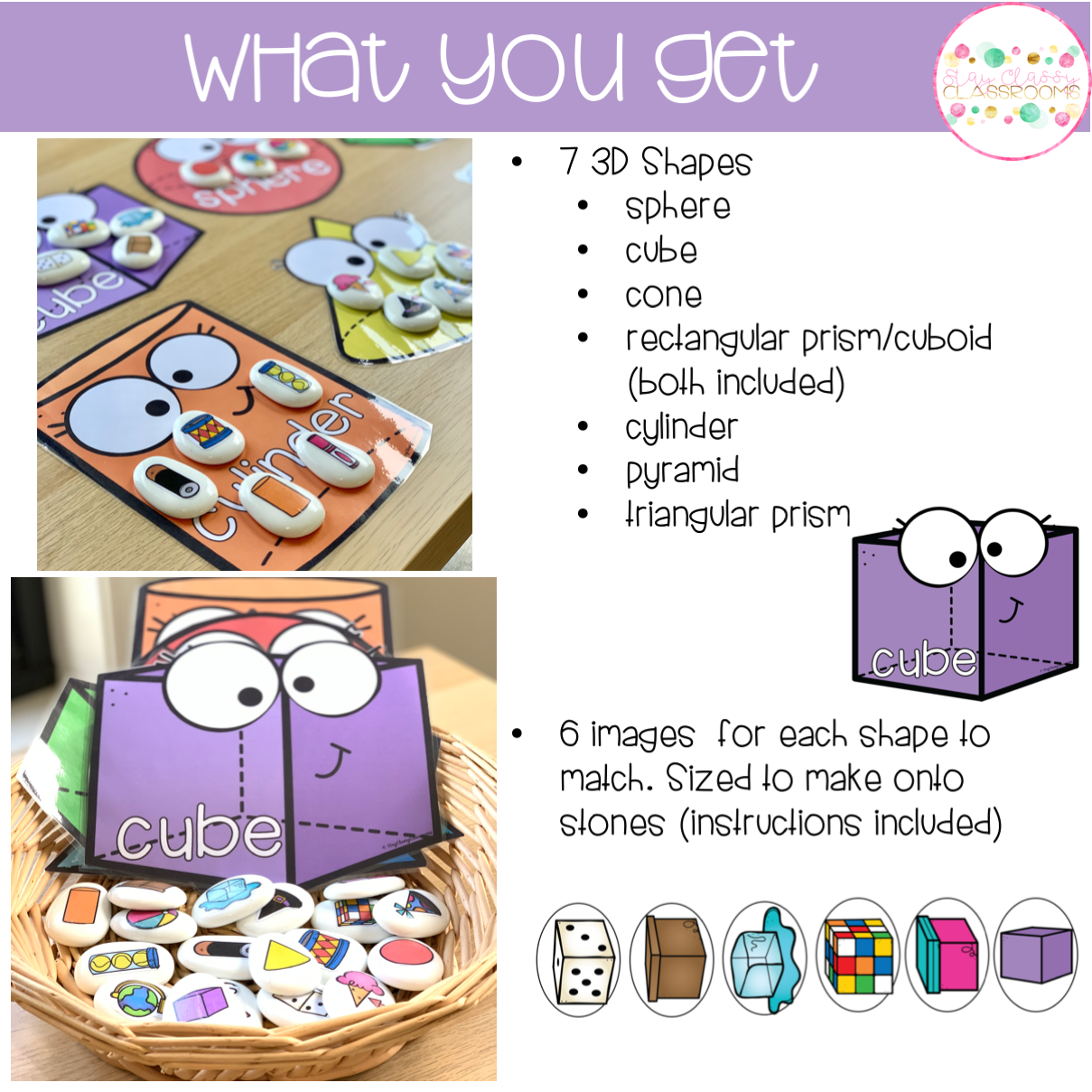 3D Shape Sorting Stones - Stay Classy Classrooms