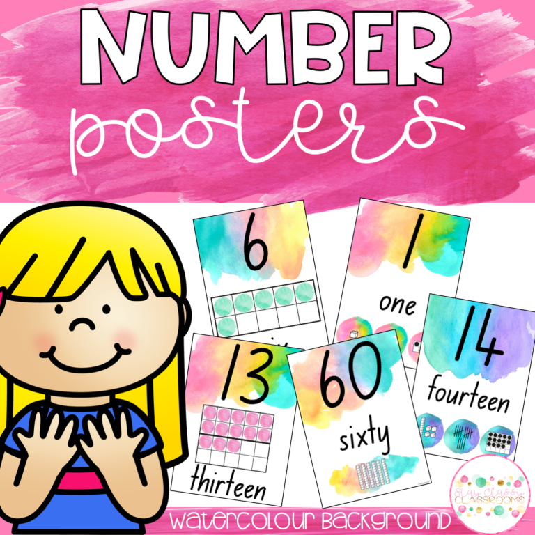 Number Posters - Watercolour - Stay Classy Classrooms
