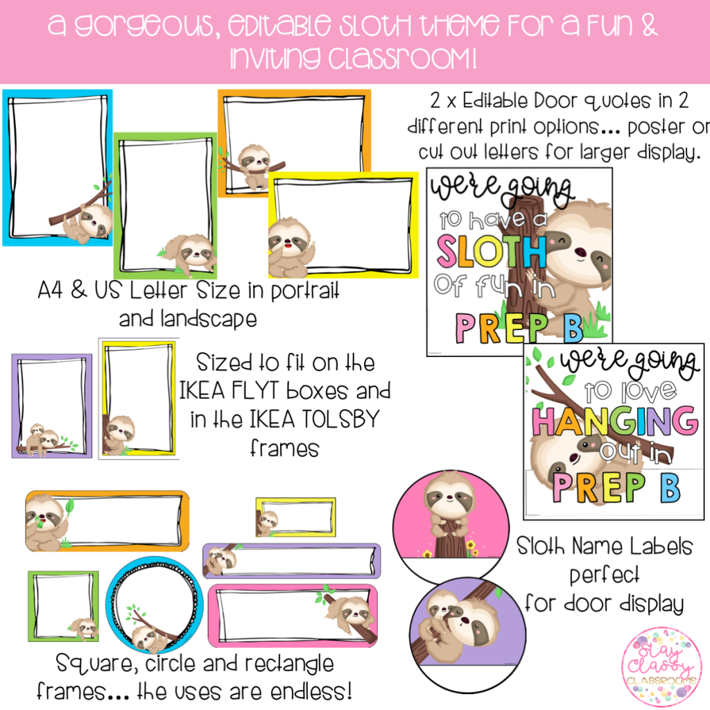 Sloths Classroom Theme Pack - Stay Classy Classrooms