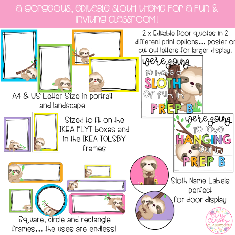 Sloths Classroom Theme Pack - Stay Classy Classrooms