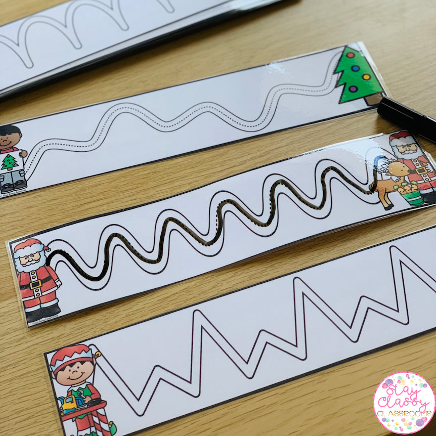 Christmas Pre-Writing Tracing Strips - Stay Classy Classrooms
