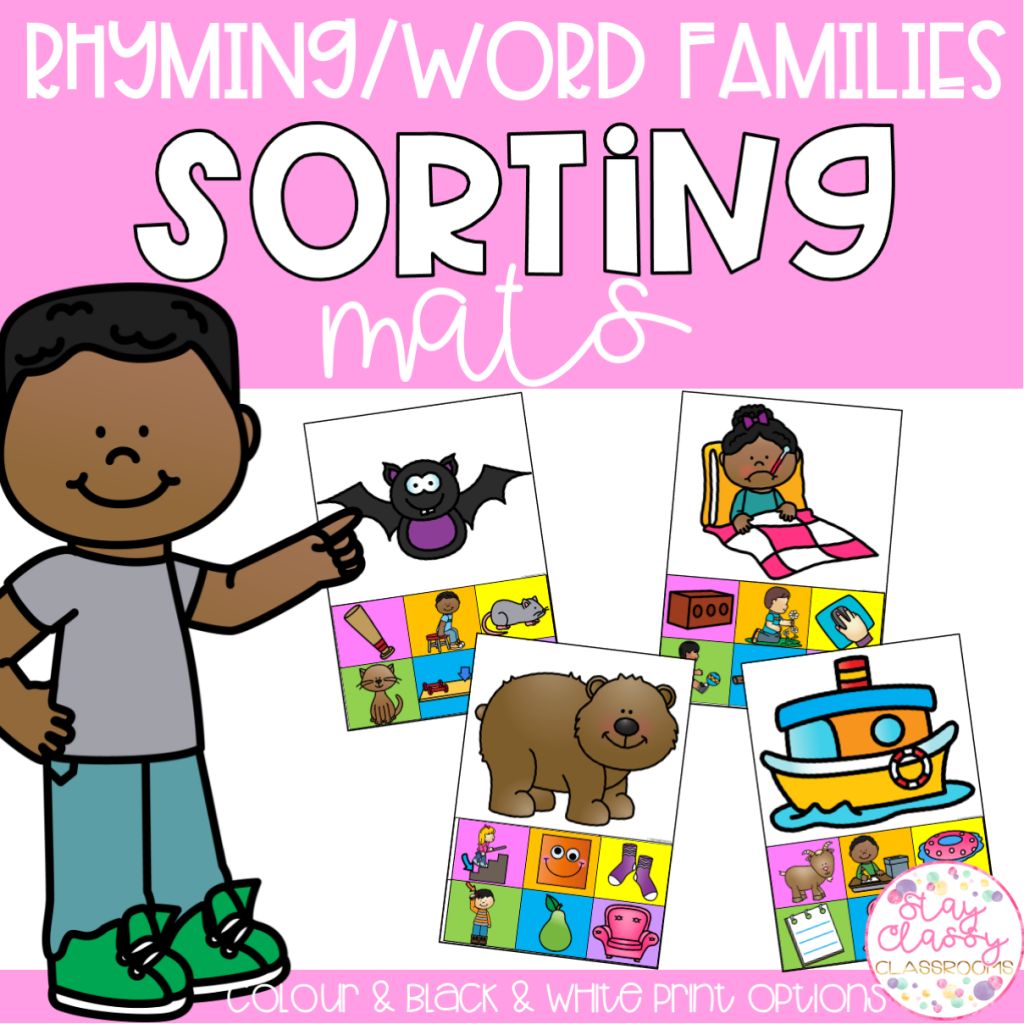 Rhyming/Word Families Sorting Mats - Stay Classy Classrooms