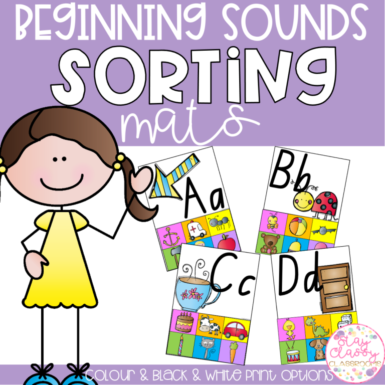 Beginning Sounds Sorting Mats - Stay Classy Classrooms