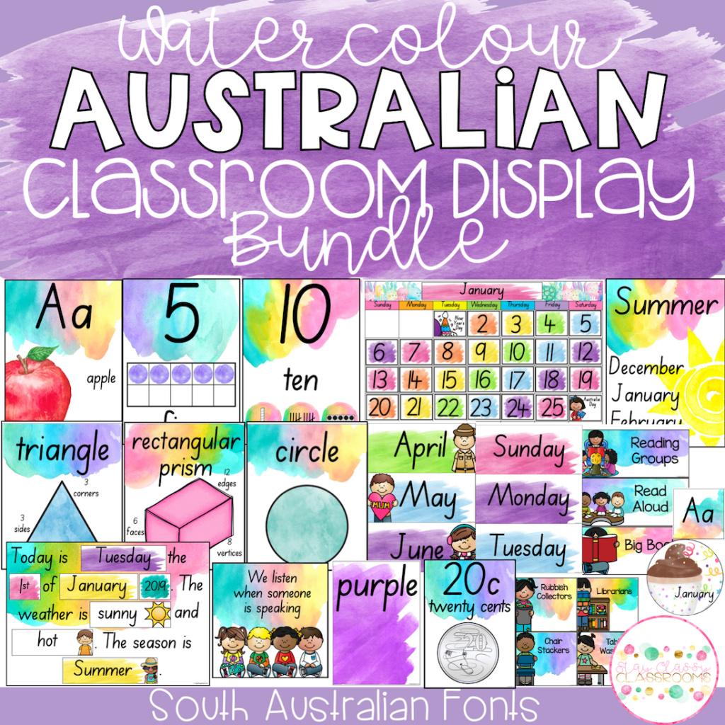 Watercolour Australian Classroom Display Bundle - SOUTH AUSTRALIAN ...