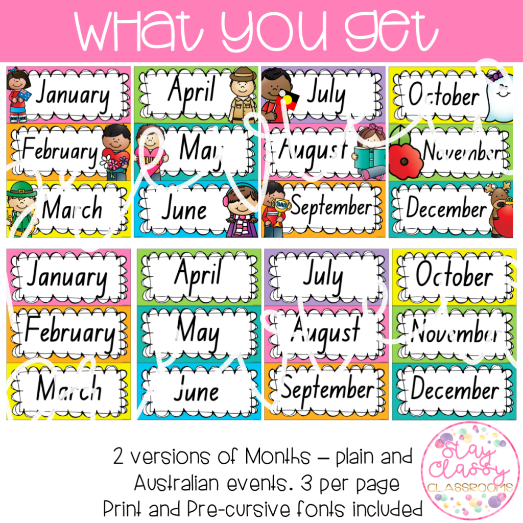 Days and Months - Australian Holidays - Stay Classy Classrooms
