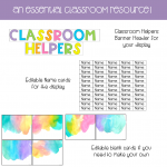 Watercolour Classroom Jobs Helpers Chart - Stay Classy Classrooms