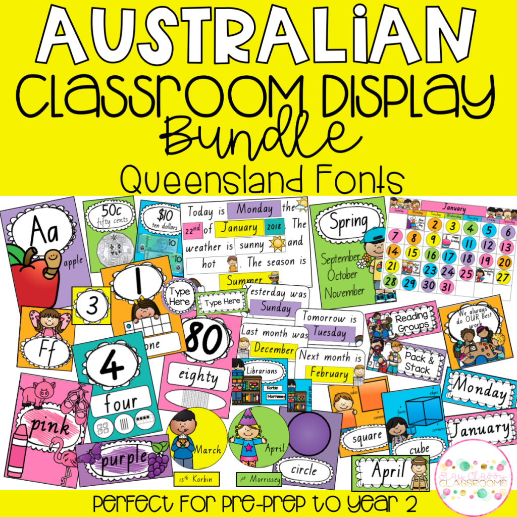 Australian Classroom Display Bundle - QUEENSLAND FONTS - Stay Classy ...