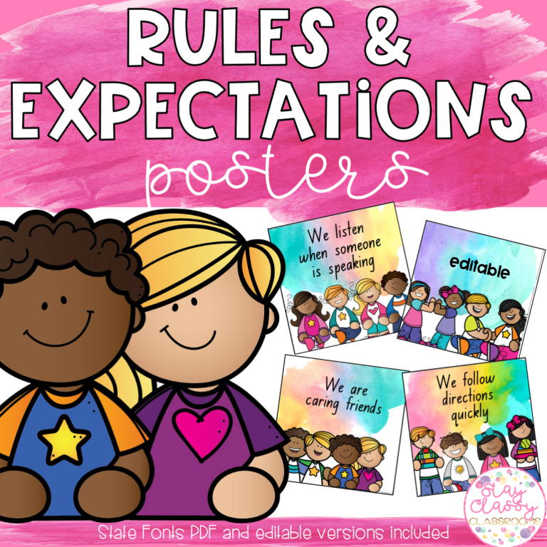 Watercolour Classroom Rules - Editable and State Fonts - Stay Classy ...