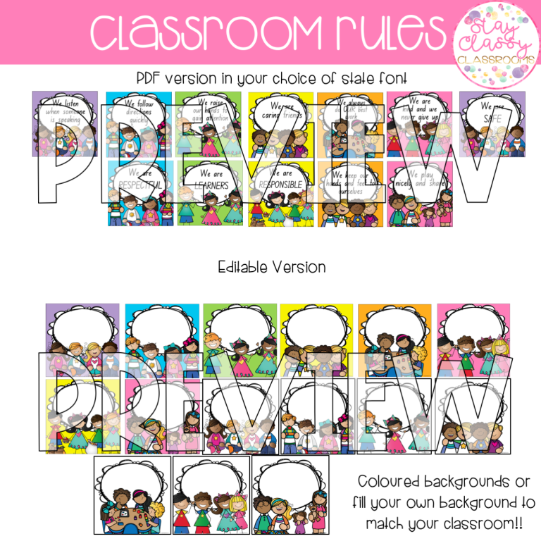 Classroom Rules - Editable and State Fonts - Stay Classy Classrooms