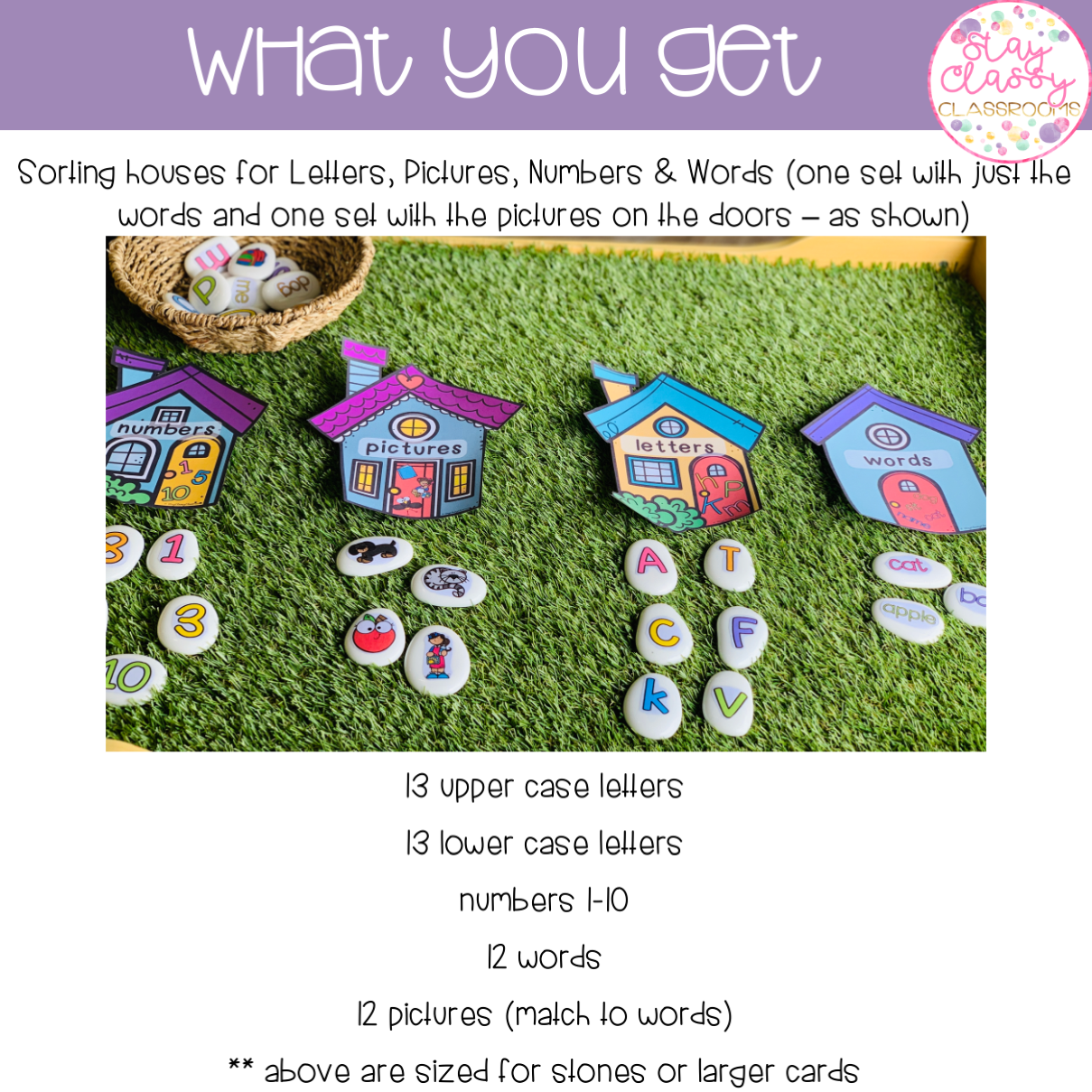 Letters, Numbers, Pictures and Words Sorting Stones - Stay Classy ...