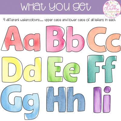 Watercolour Bulletin Board Letters - Stay Classy Classrooms