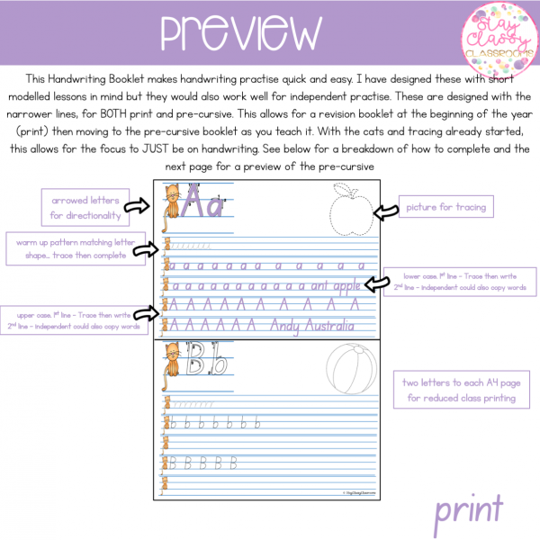 Handwriting Booklets - Year 2 SOUTH AUSTRALIAN Font - Stay Classy ...
