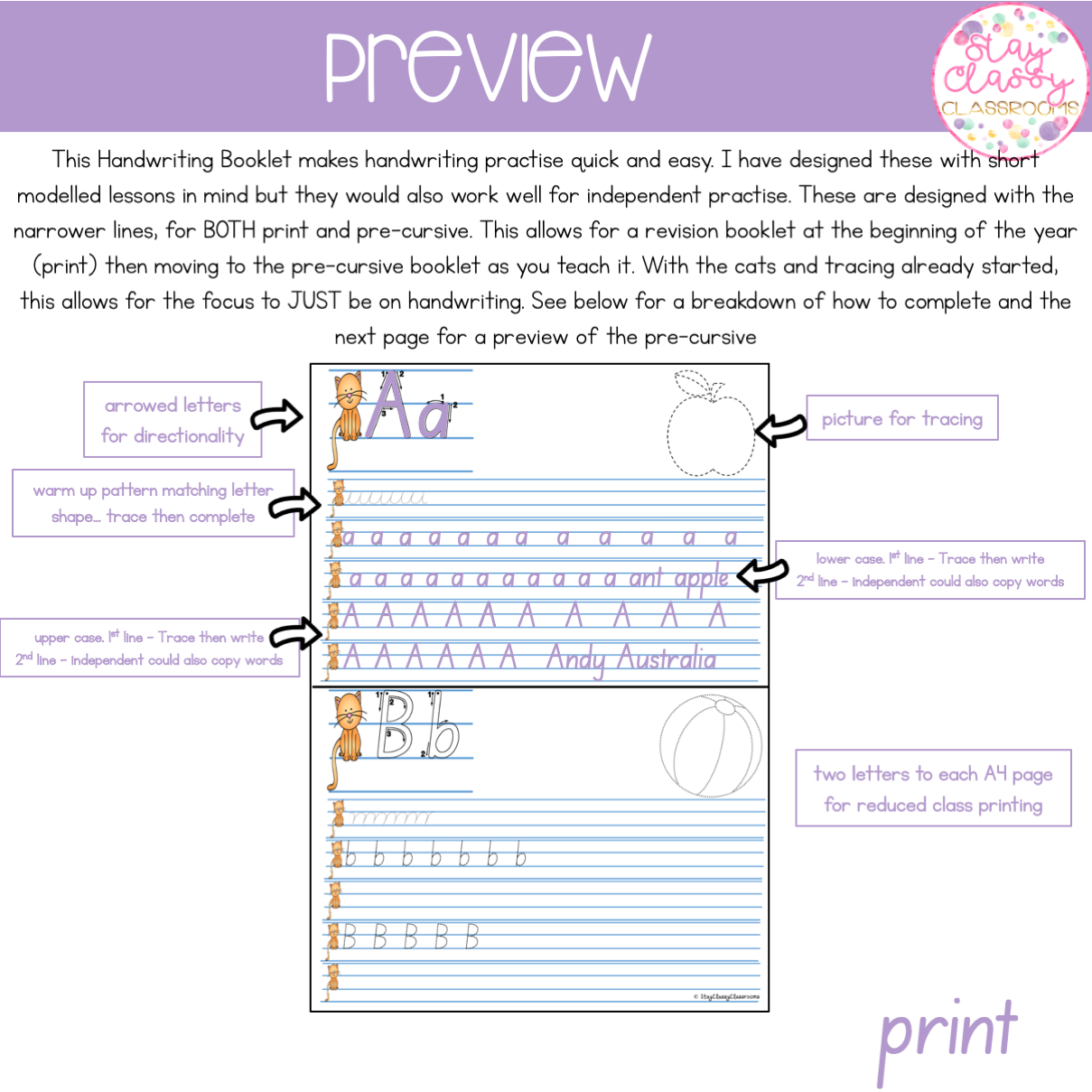Handwriting Booklets - Year 2 SOUTH AUSTRALIAN Font - Stay Classy ...