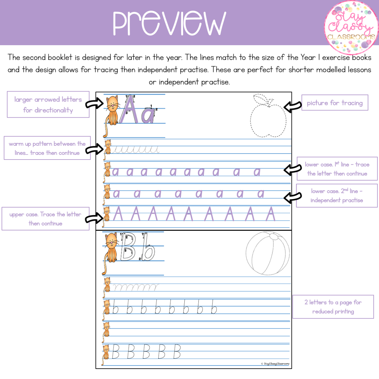 Handwriting Booklets - SOUTH AUSTRALIAN PRINT Font - Stay Classy Classrooms
