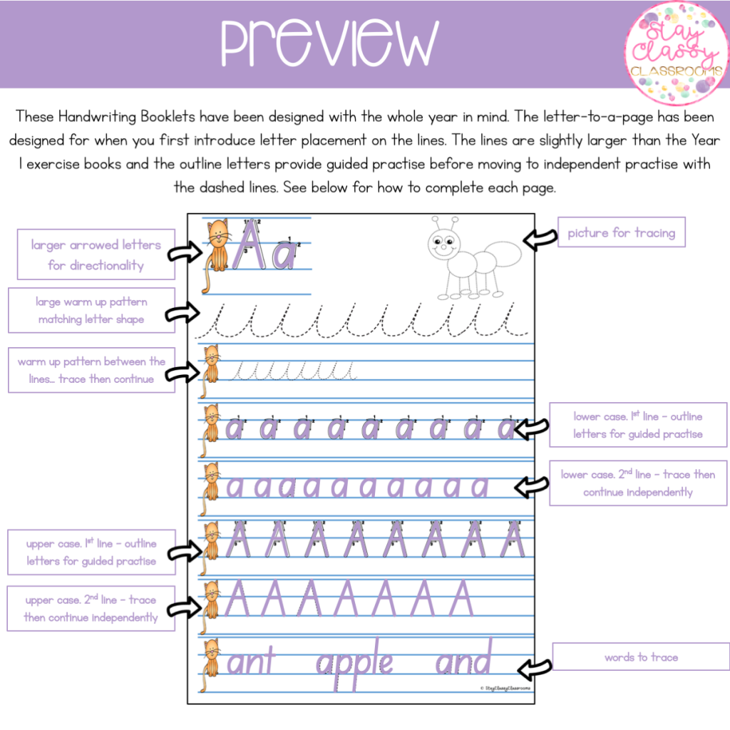 Handwriting Booklets - SOUTH AUSTRALIAN PRINT Font - Stay Classy Classrooms